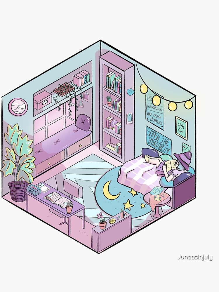 "Charlie’s tiny kawaii isometric dorm room " Sticker for Sale by ...