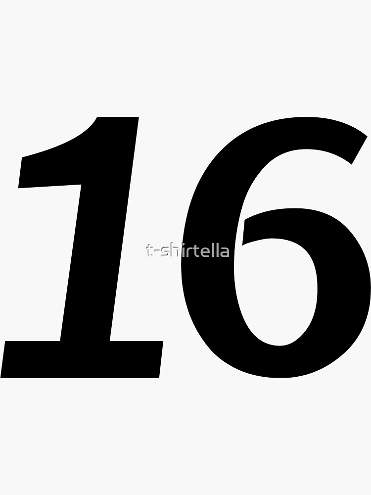 "Number 16" Sticker for Sale by t-shirtella | Redbubble