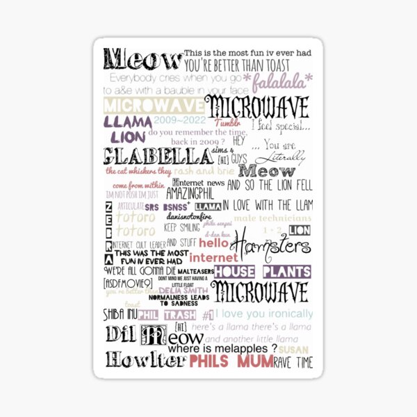 "Dan and phil word collage " Sticker by phanforlife | Redbubble