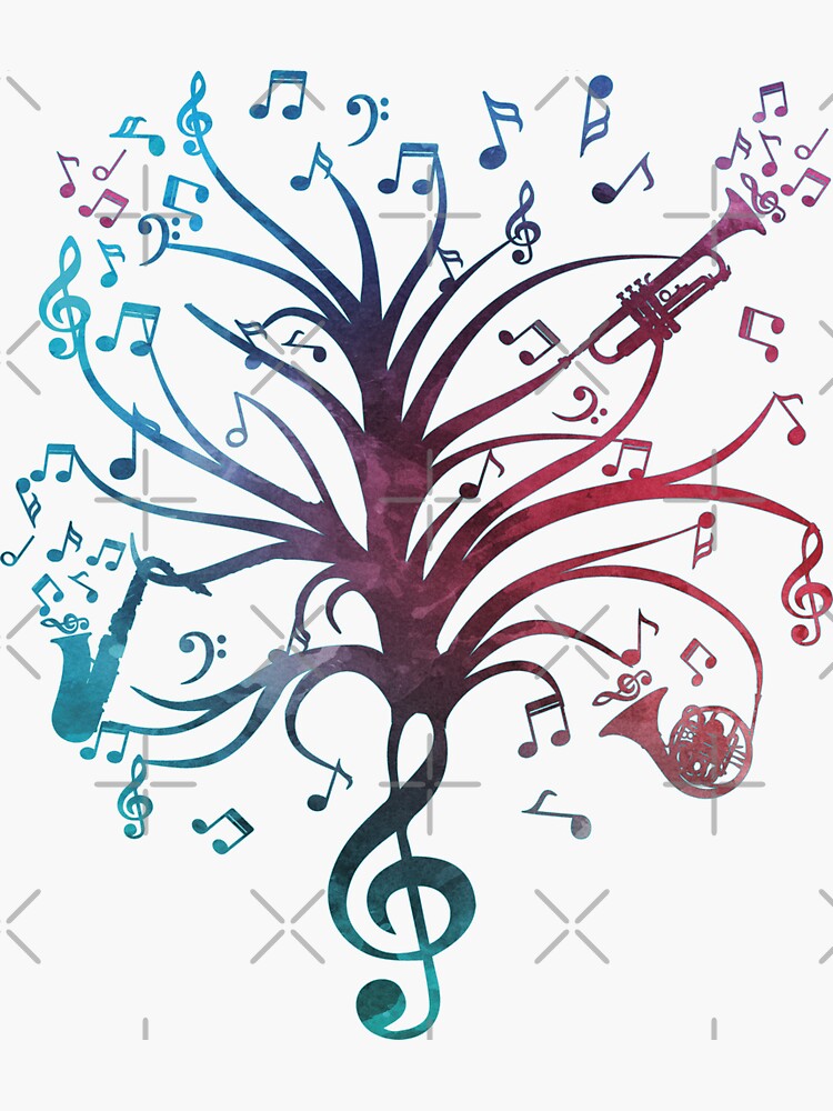 "Tie dye Music Tree With A Treble Clef Trunk" Sticker by ...