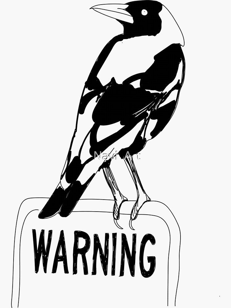 "Funny Magpie Season australian bird warning joke " Sticker by ghadooo ...