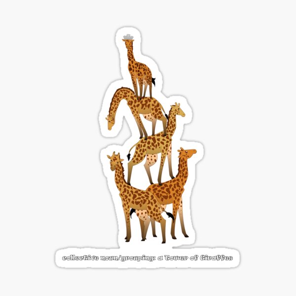 "A Tower of Giraffes!" Sticker by Ashkerdoodles | Redbubble