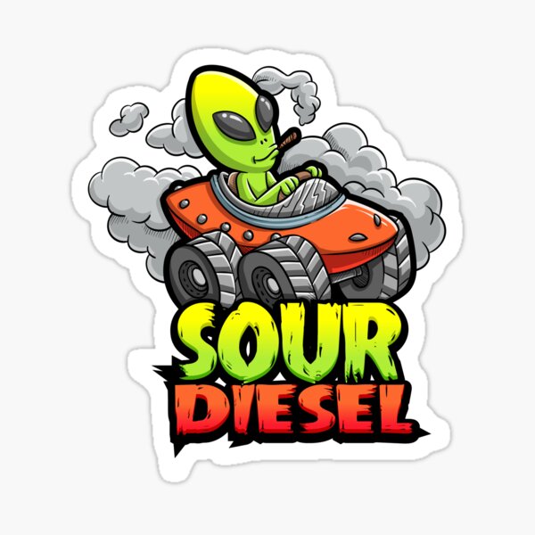 "Sour Diesel UFO " Sticker for Sale by freshartdesigns | Redbubble