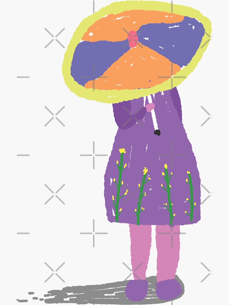 The Shy Girl Hiding Her Face With Umbrella Sticker For Sale By Bitres Redbubble