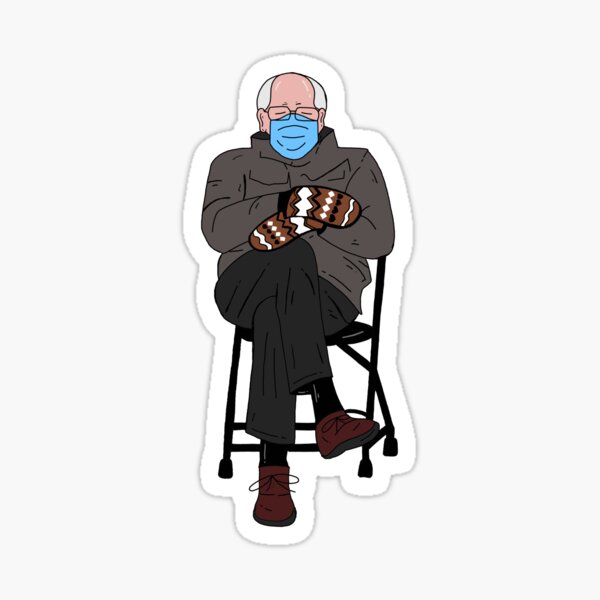 "BERNIE SANDERS WITH MITTENS MEME" Sticker for Sale by lettersbysid ...