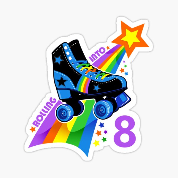 "8th Birthday, Roller skate cool " Sticker by iclipart | Redbubble