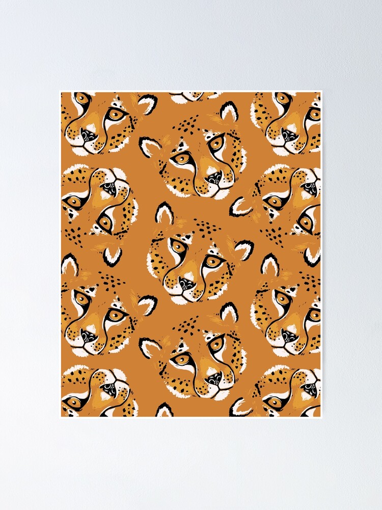 "Cheetah Portrait Pattern - Orange" Poster for Sale by Avenie | Redbubble