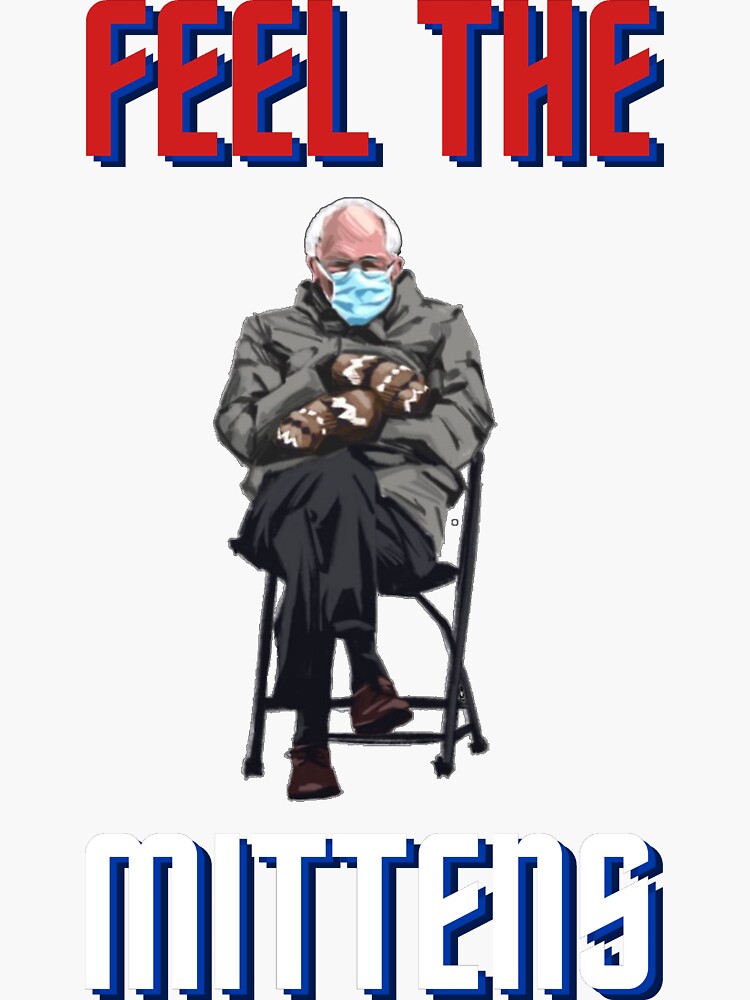 "Bernie Sitting Mittens Inauguration Meme" Sticker for Sale by ...