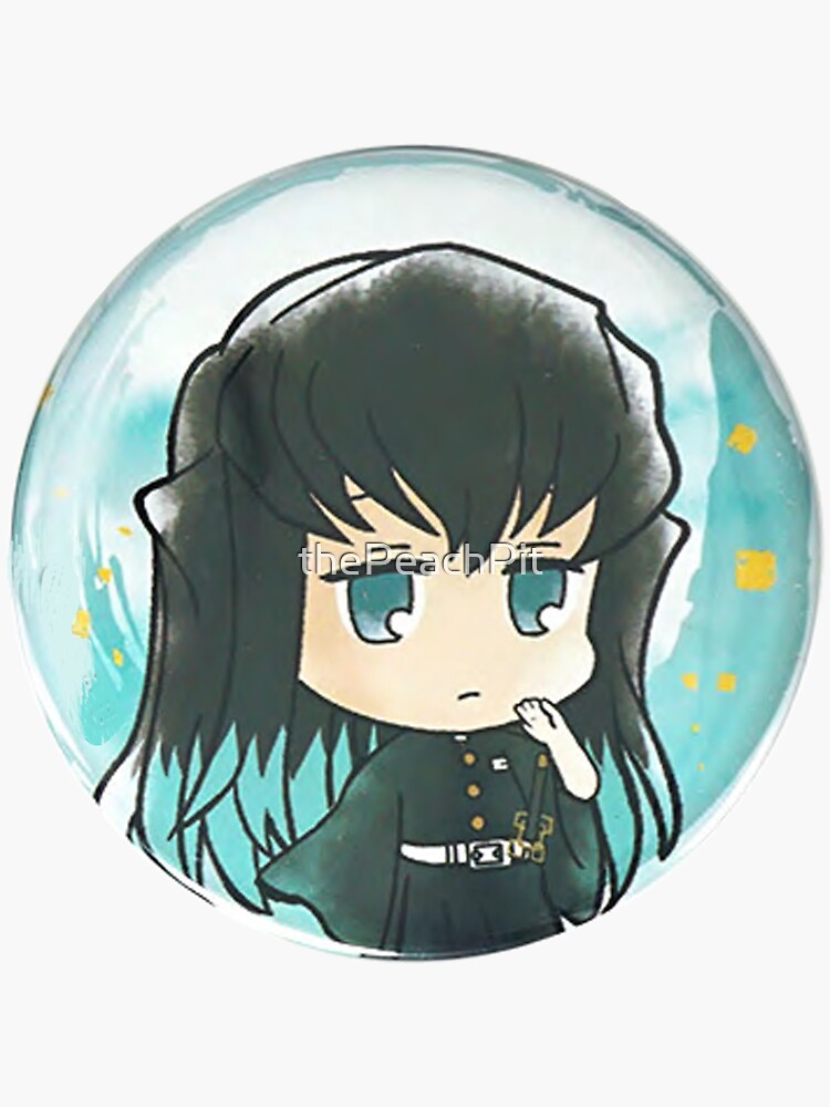 "Demon Slayer Muichiro Tokito Chibi Pop Circle" Sticker by thePeachPit ...