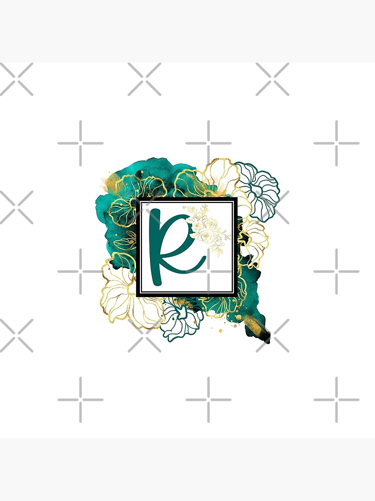 "Teal Gold Floral Watercolor Letter R" Art Print by thecoolbean | Redbubble