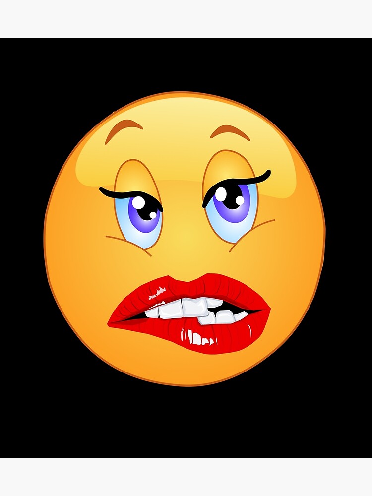 "Female Lip Biting Smiling Emoticon" Photographic Print for Sale by ...