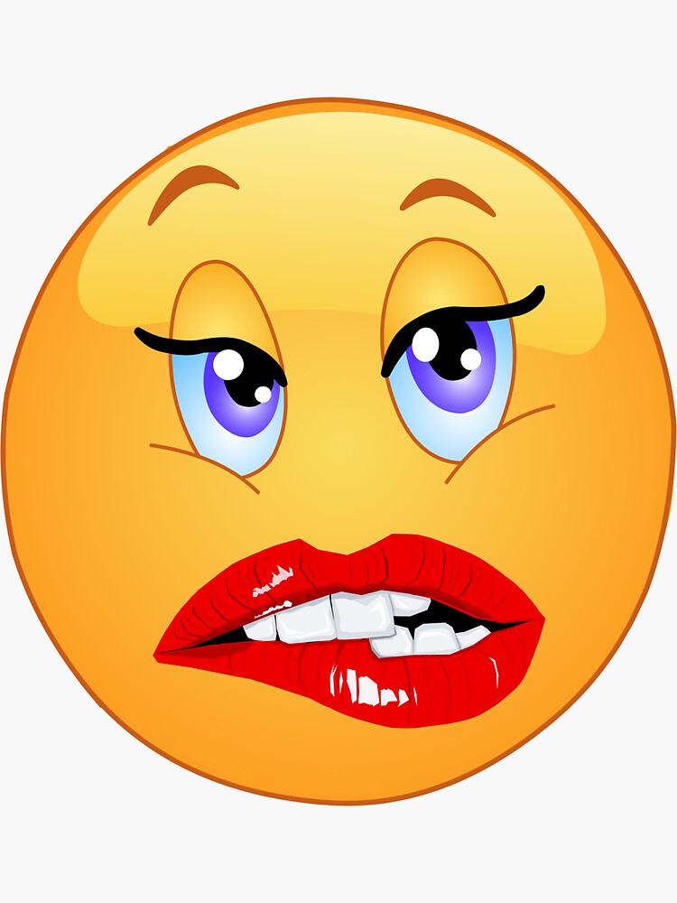 "Female Lip Biting Smiling Emoticon" Sticker by adaba | Redbubble