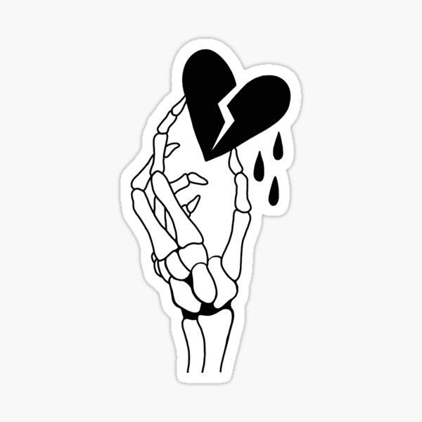 "Skeleton holding a broken heart" Sticker for Sale by emilym54 | Redbubble