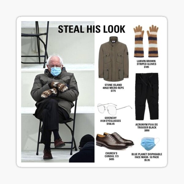 "Bernie sanders mitten meme" Sticker for Sale by relaventcontent ...