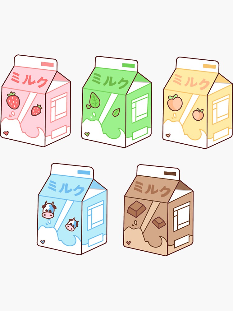 "Cute Pastel Japanese Flavored Milk" Sticker for Sale by CreepyQTKawaii ...