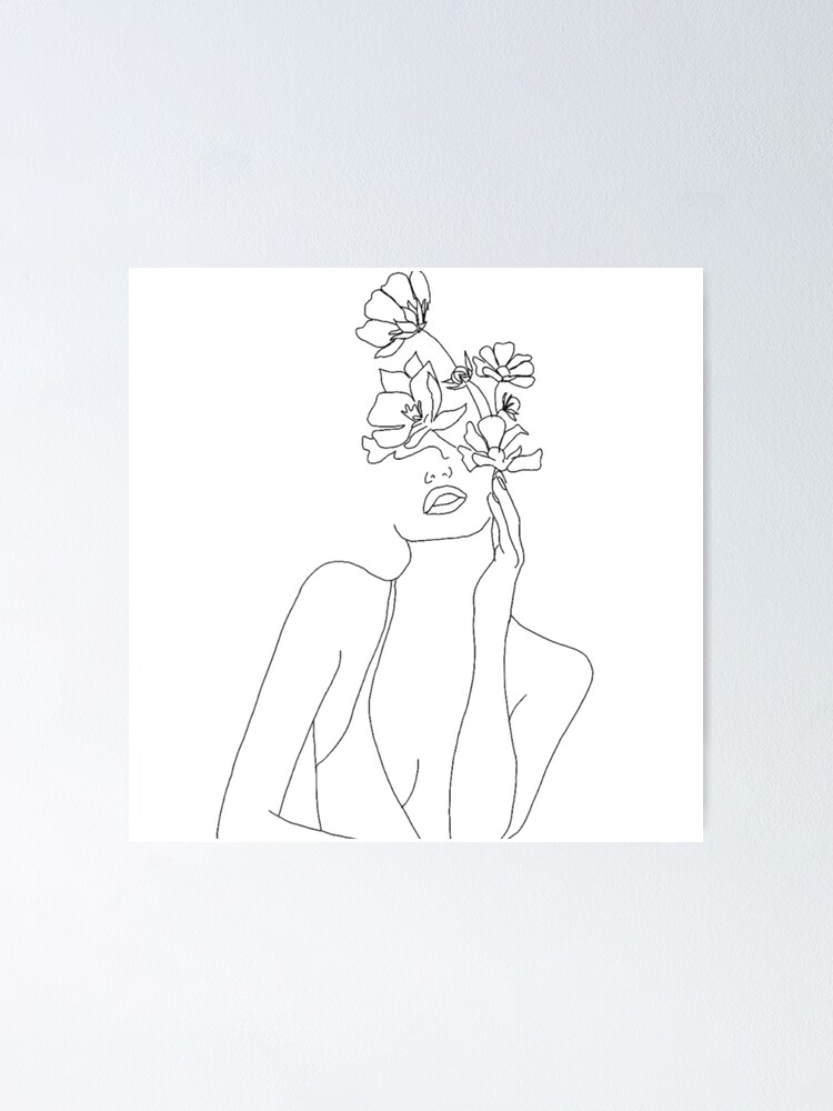 "Tumblr flower girl line drawing" Poster for Sale by kaylajadekorte ...