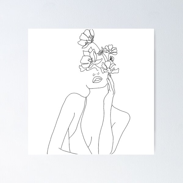 "Tumblr flower girl line drawing" Poster for Sale by kaylajadekorte ...
