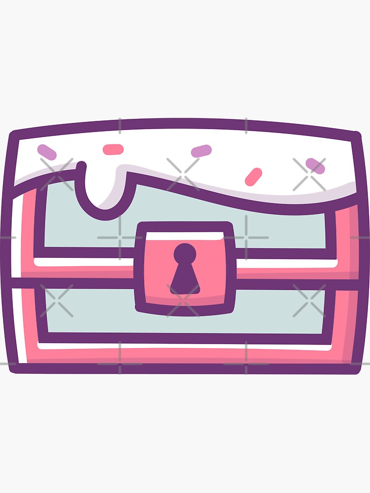 "Classic retro game treasure loot box with sprinkled frosting" Sticker ...