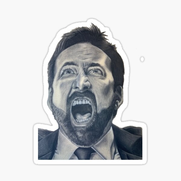 ""FU∞!" Portrait of Nicolas Cage" Sticker for Sale by FloatyLady ...