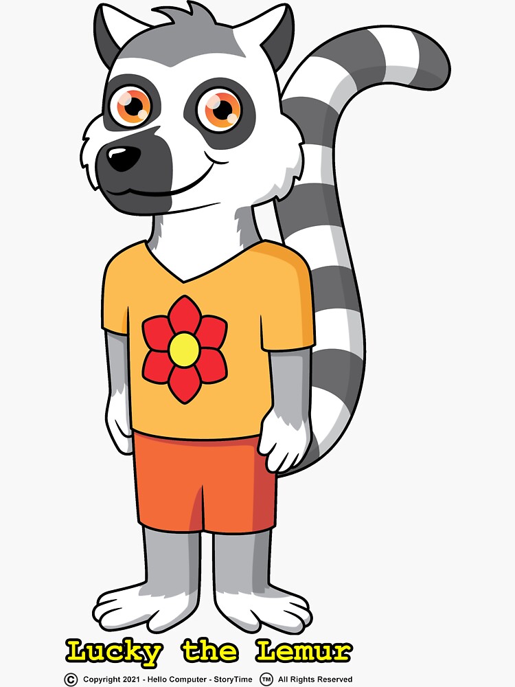 "Lucky the Lemur" Sticker by StoryTimeStuff | Redbubble