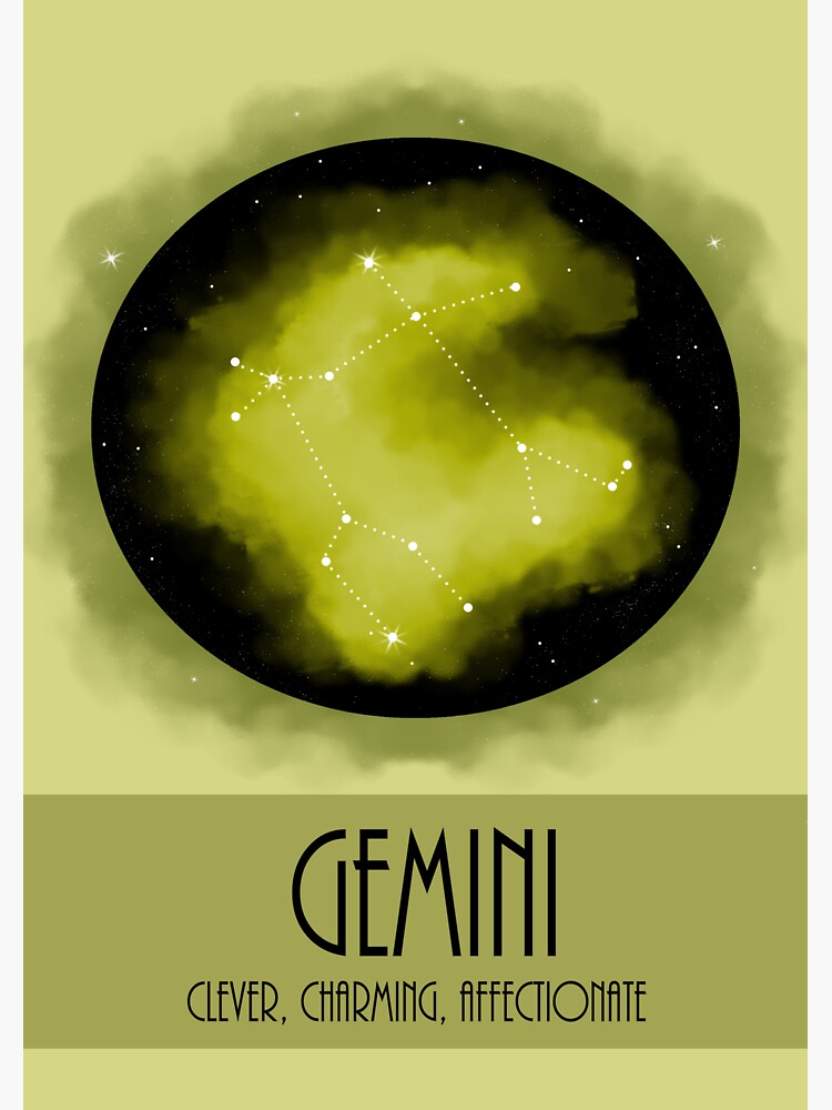 "Gemini star sign print in yellow." Sticker for Sale by illegibledream ...