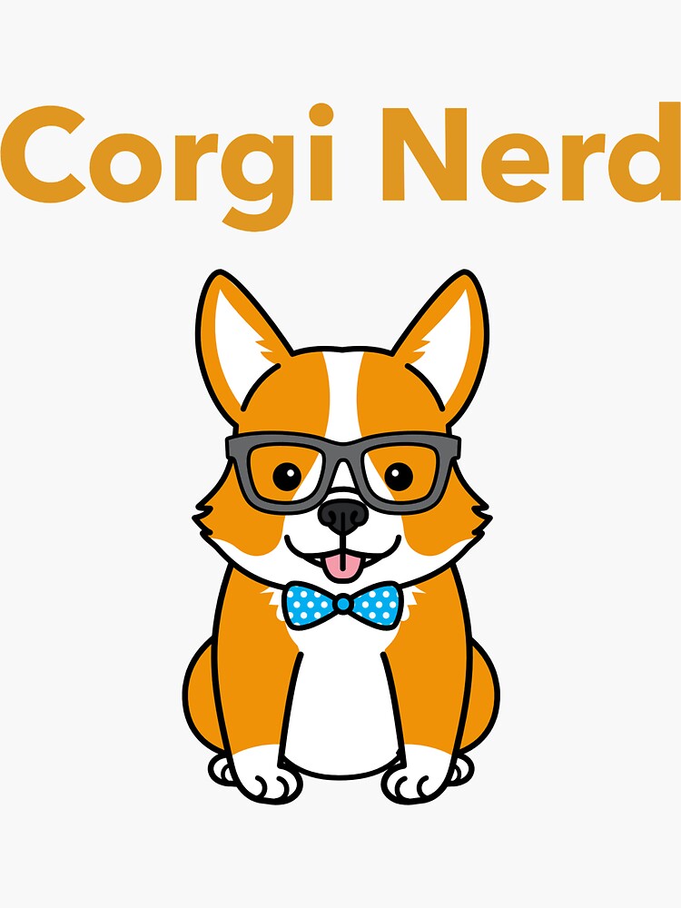 "Corgi Nerd" Sticker by DrewskePowers | Redbubble