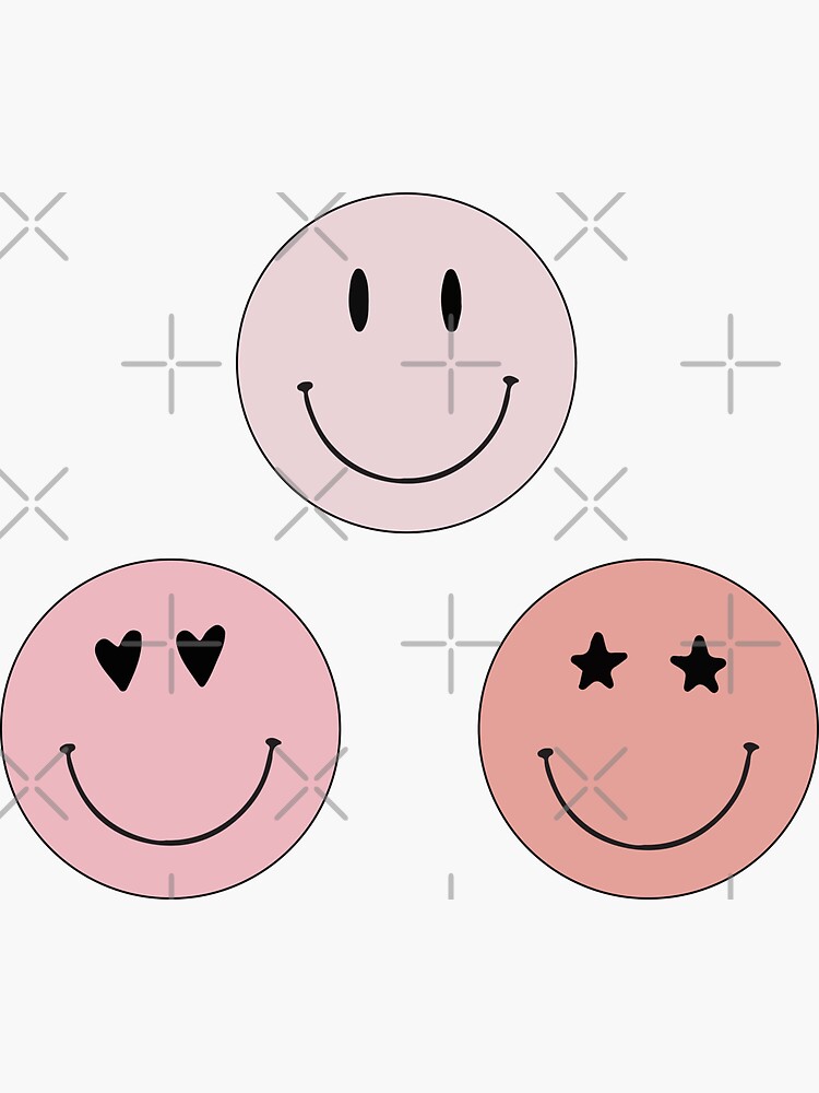 "pack of pink smiley faces " Sticker for Sale by selinasherman | Redbubble