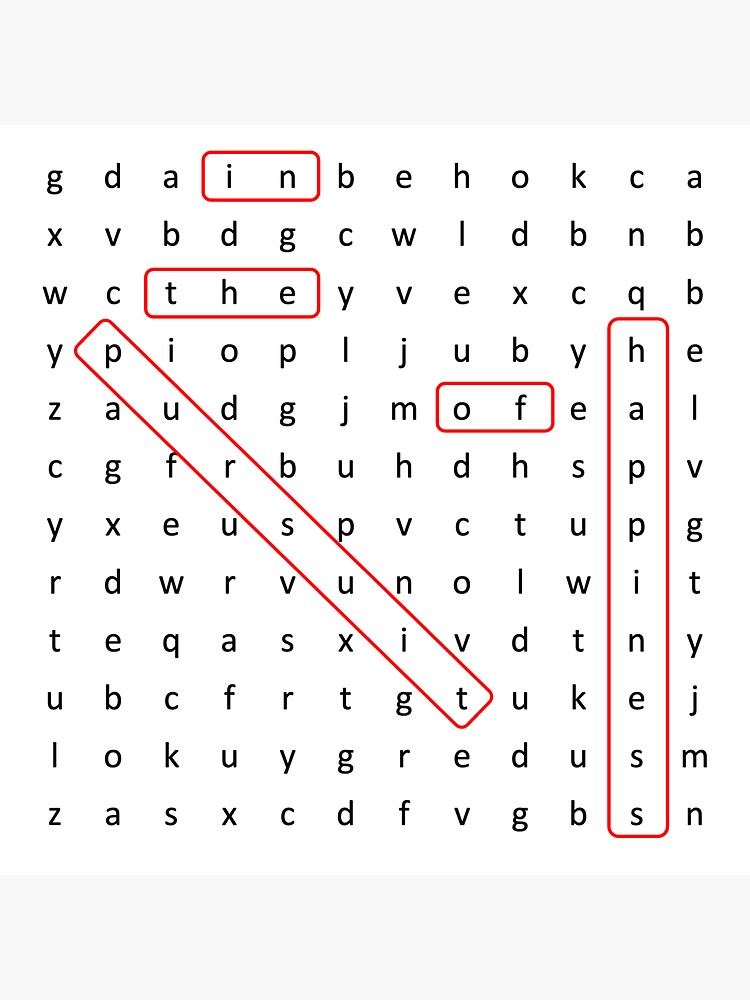 "In the Pursuit of Happiness Word Search Art" Sticker for Sale by ...