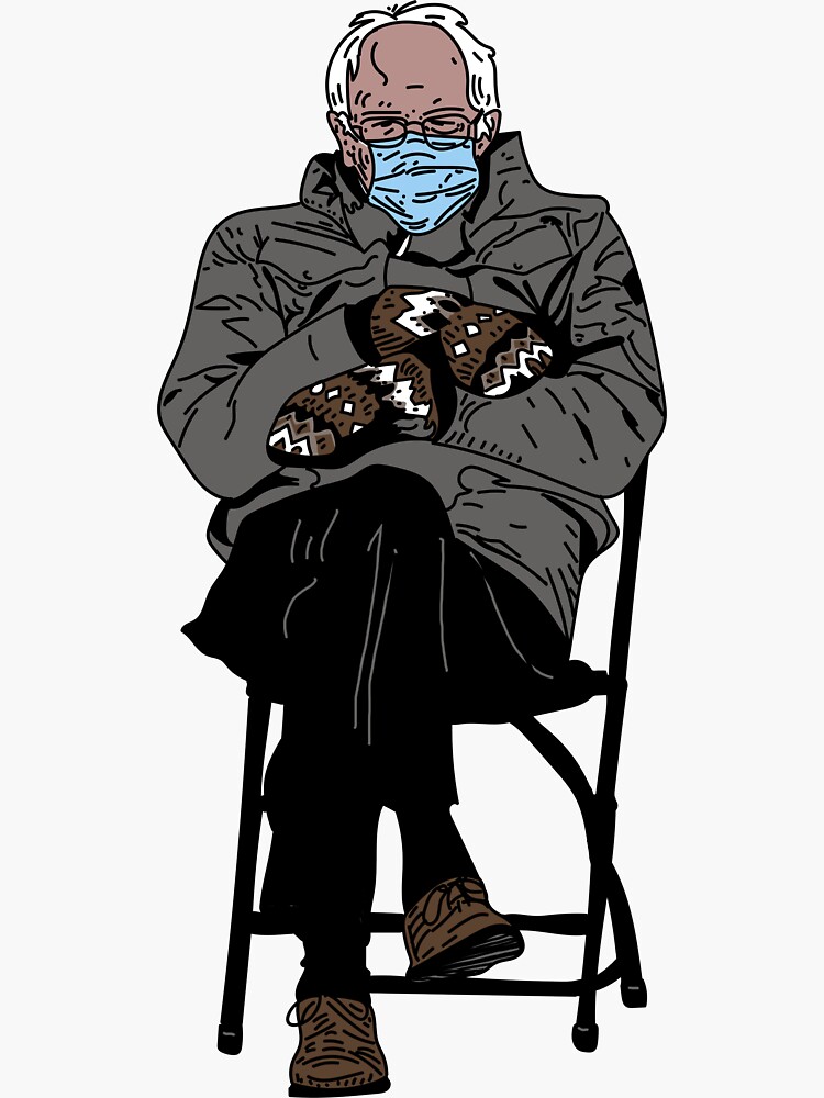 "Sitting Bernie" Sticker by JLArtandDesign | Redbubble
