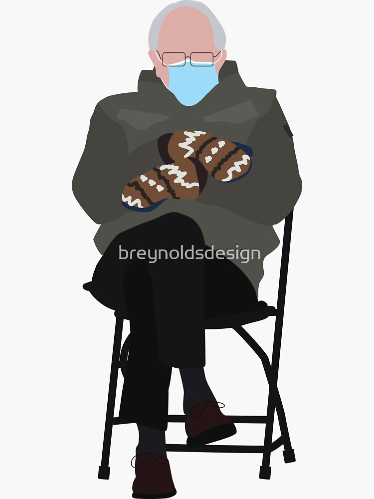 "Bernie Sanders Folding Chair Meme" Sticker by breynoldsdesign | Redbubble