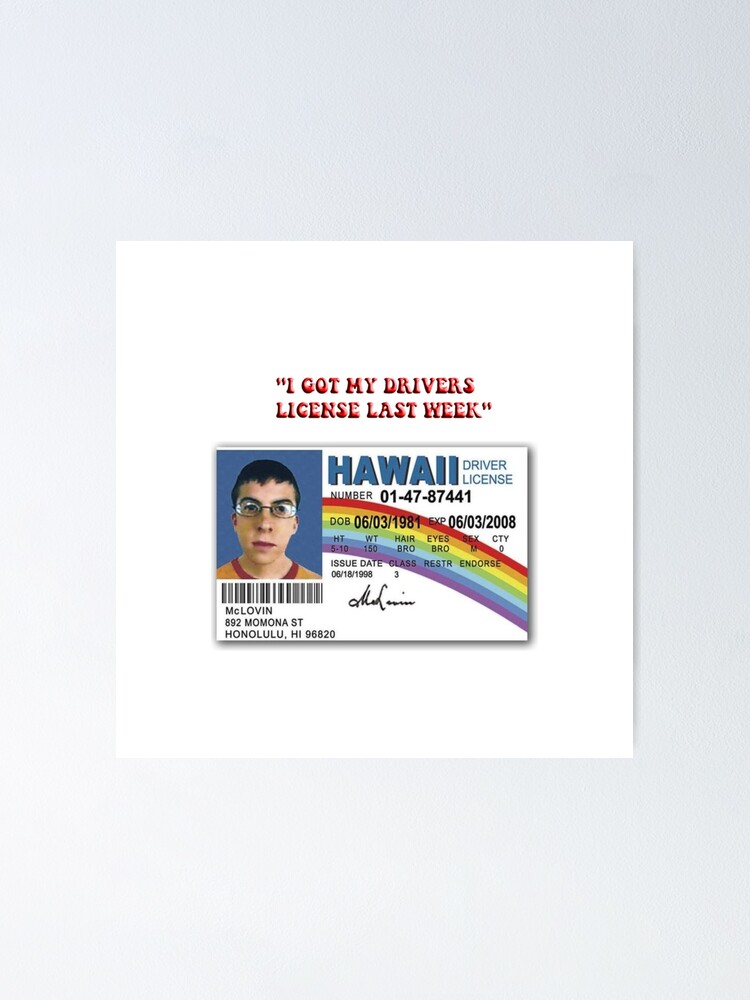 Póster «Licencia de conducir x McLovin» de hayburls5 | Redbubble