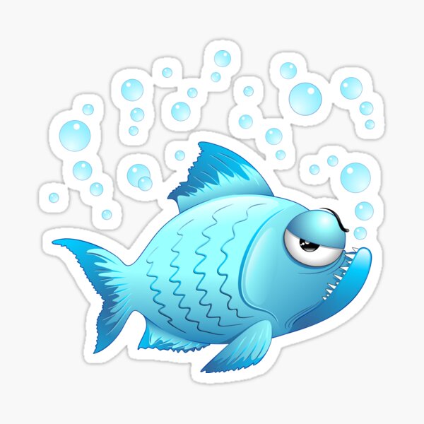 "Grumpy Fish Cartoon" Sticker by BluedarkArt | Redbubble