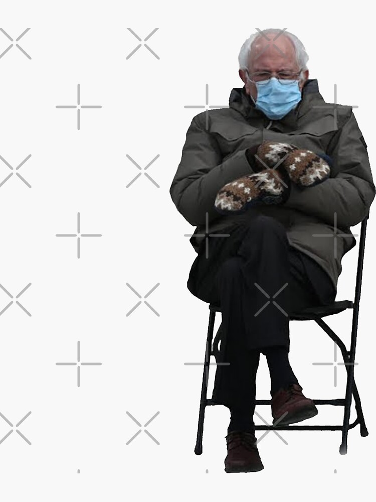 "Bernie Chair Meme" Sticker by DarlingMegski | Redbubble