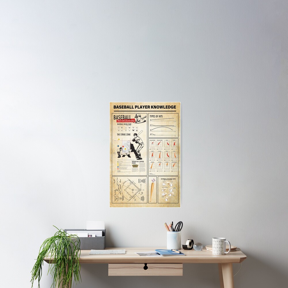 "Baseball Player Knowledge Poster, Baseball Wall Decor" Poster by ...