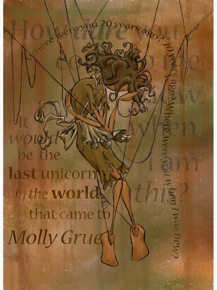 "Molly Grue of The Last Unicorn" Sticker for Sale by SuspendedDreams ...