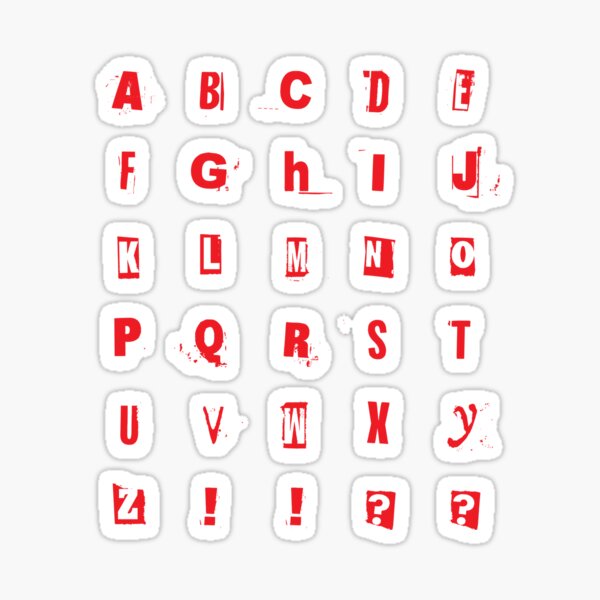 "Red Cutout Letters Alphabet Pack" Sticker for Sale by SoccaTamam ...