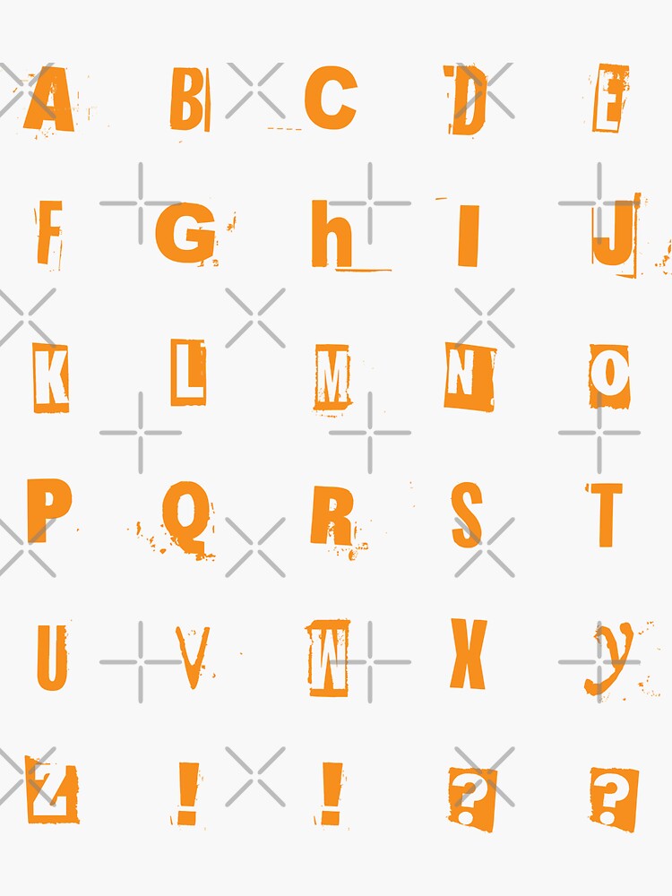 "Orange Cutout Letters Alphabet Pack" Sticker for Sale by SoccaTamam ...