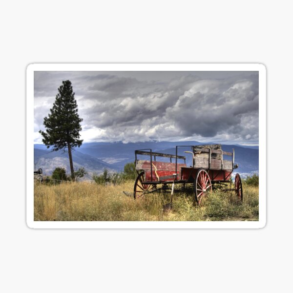 "Little Red Wagon of the Wild West" Sticker for Sale by PrairieRose ...