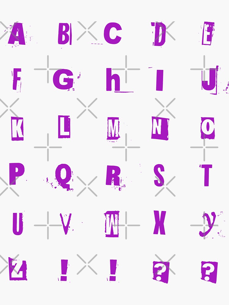 "Purple Cutout Letters Alphabet Pack" Sticker for Sale by SoccaTamam ...