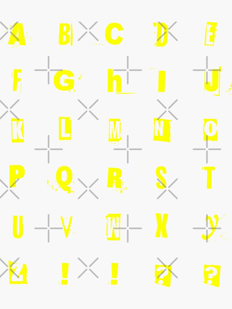"Yellow Cutout Letters Alphabet Pack" Sticker for Sale by SoccaTamam ...