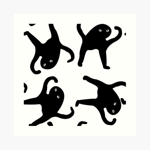"Cursed black cat meme pattern illustration" Art Print for Sale by ...