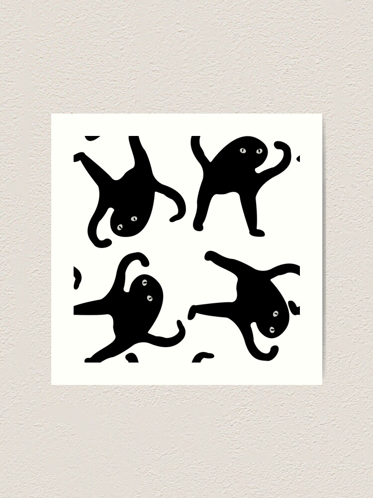 "Cursed black cat meme pattern illustration" Art Print for Sale by ...