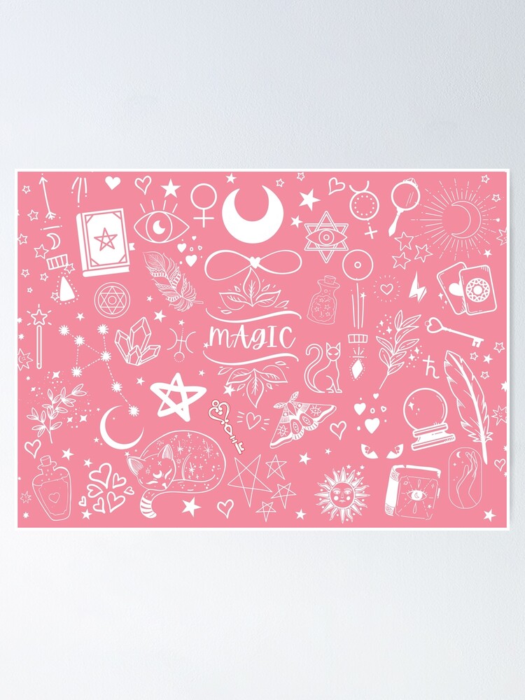 Póster «Símbolos mágicos rosa rosa para gente mágica» de MoonAndHare ...