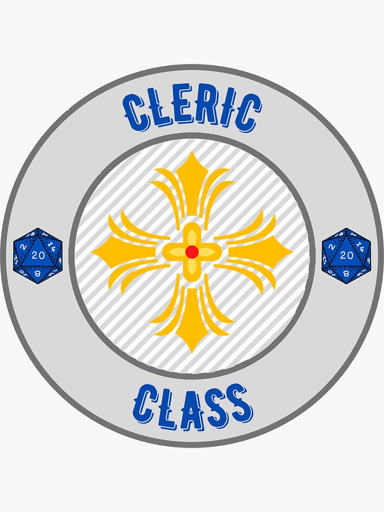 "Class - Cleric (silver logo)" Sticker for Sale by kimrhyme | Redbubble