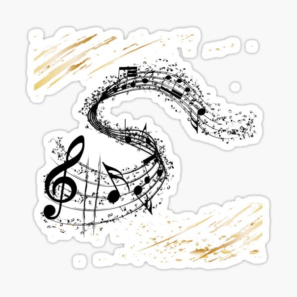 "Music notes with gold splatter" Sticker for Sale by JessiesDesign ...