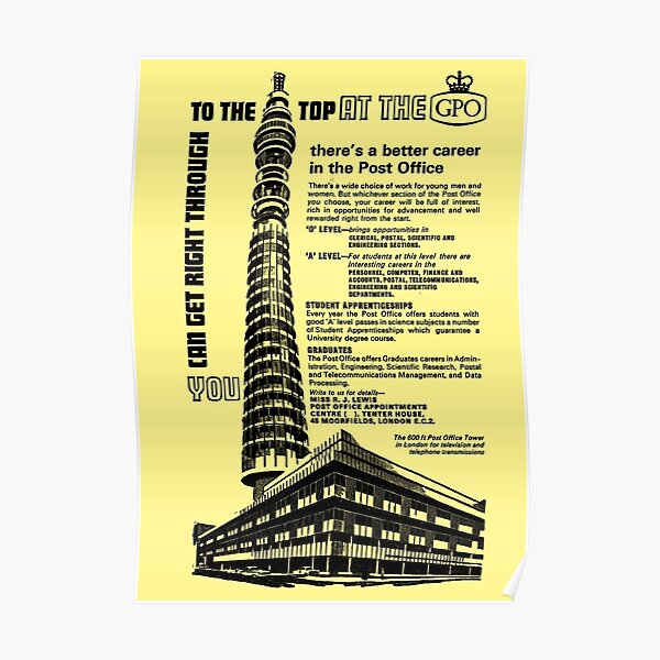 "GPO POST OFFICE TOWER - POST OFFICE CAREERS AD" Poster for Sale by ...