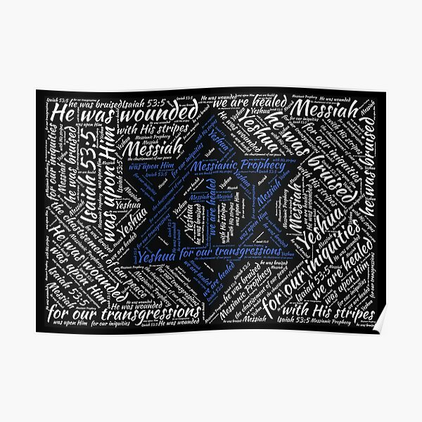 "Isaiah 53-5 Messianic Prophecy Word Cloud Art" Poster for Sale by ...