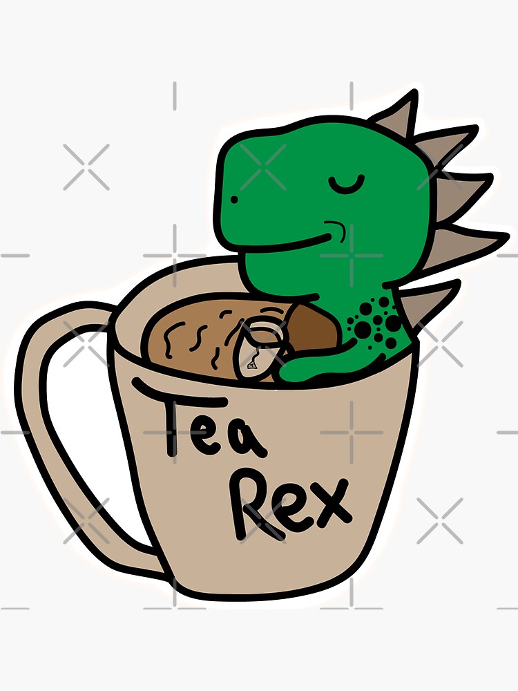 "Tea Rex" Sticker for Sale by AustinPrints | Redbubble