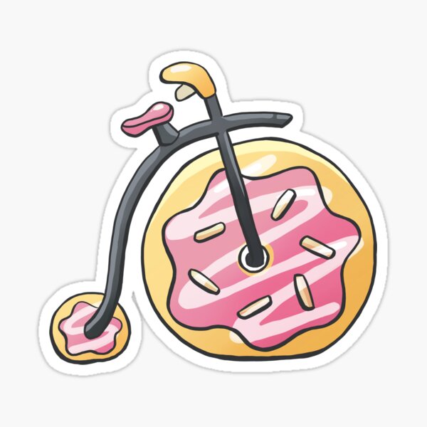 "Whimsical Donut Old-Fashioned Bicycle " Sticker for Sale by ...