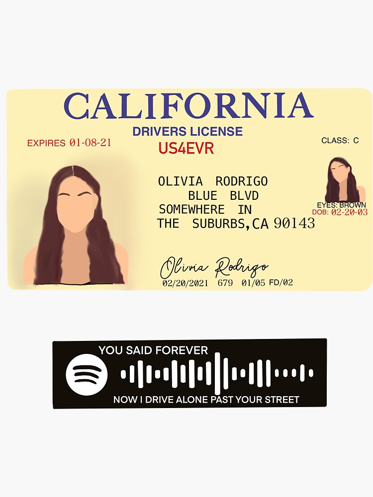 "Drivers License Olivia Rodrigo" Sticker for Sale by Jaycicole | Redbubble
